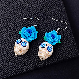 ZKBKJSPZJB Skulls Tassels Dangle Earrings,gothic Skull, Skull Drop Earrings,day of The Dead Jewelry Halloween earrings/funky spooky quirky earrings/Nickel Free