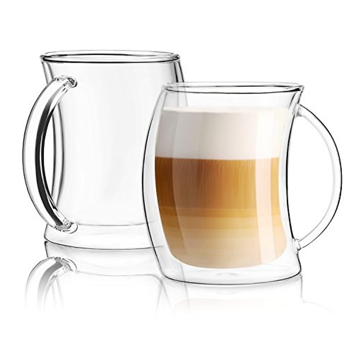 JoyJolt Caleo Collection Double Wall Insulated Glass Coffee Cups (Set Of 2) -13-Ounces