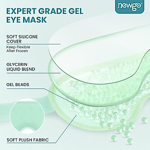 NEWGO Cold Eye Mask Cooling Eye Mask Reusable Eye Ice Pack for Puffy Eyes, Tired Eyes, Ice Gel Eye Mask for Eyes After Surgery, Migraines, Stress Relief, Itchy Eyes, Skin Care, Eye Spa - Green