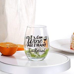 Jogskeor Retirement Gifts Stemless Wine Glass, Funny Retired Wine Glass for Coworker, Boss, Teacher, Doctor, Parents, Family or Best Friend, 15oz