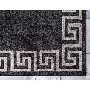 Unique Loom Athens Collection Classic Geometric Modern Border Design Area Rug, 5 ft x 8 ft, Charcoal/Beige