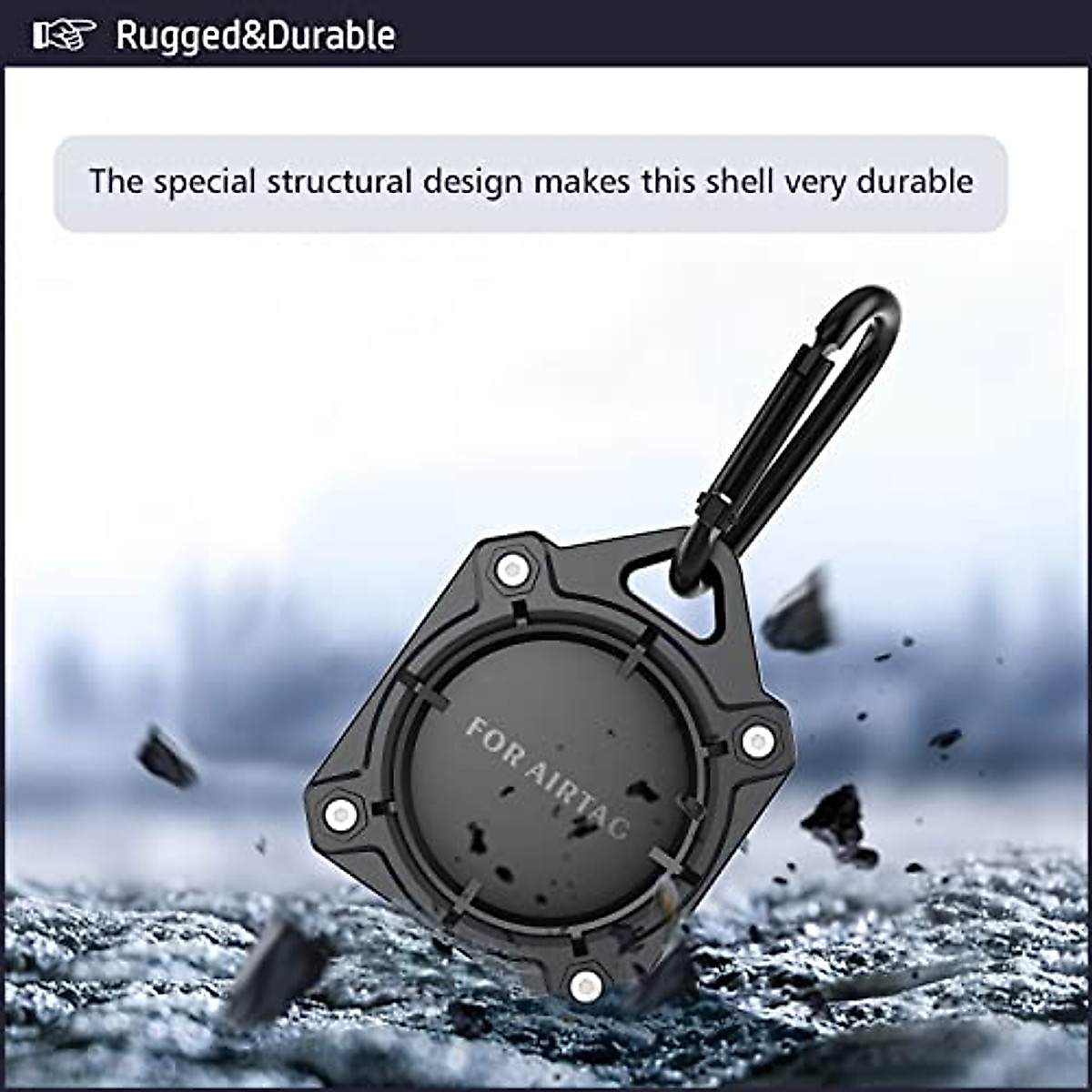 HBT Waterproof Airtag Holder/AirTag Keychain Case, Fully Enclosed, Durable, Secure Protector for AirTag with Key Ring (1pack)