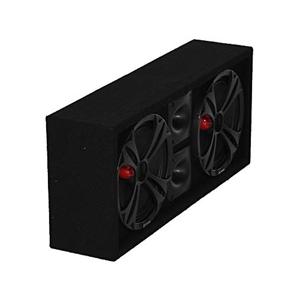 Q Power Chuchero Dual Pre Loaded 10 Inch Speaker Sub Box Enclosure w/ 2 Tweeters