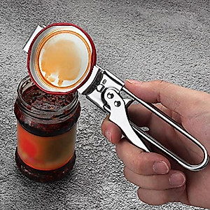 Warncode Adjustable Multifunctional Stainless Steel Can Opener, 3 Seconds Quick and Easy Manual Bottle Jar Opener Lid Remover Gripper Kitchen Tool,for Arthritic Hands,Seniors,Long Fingernails (1Pcs)