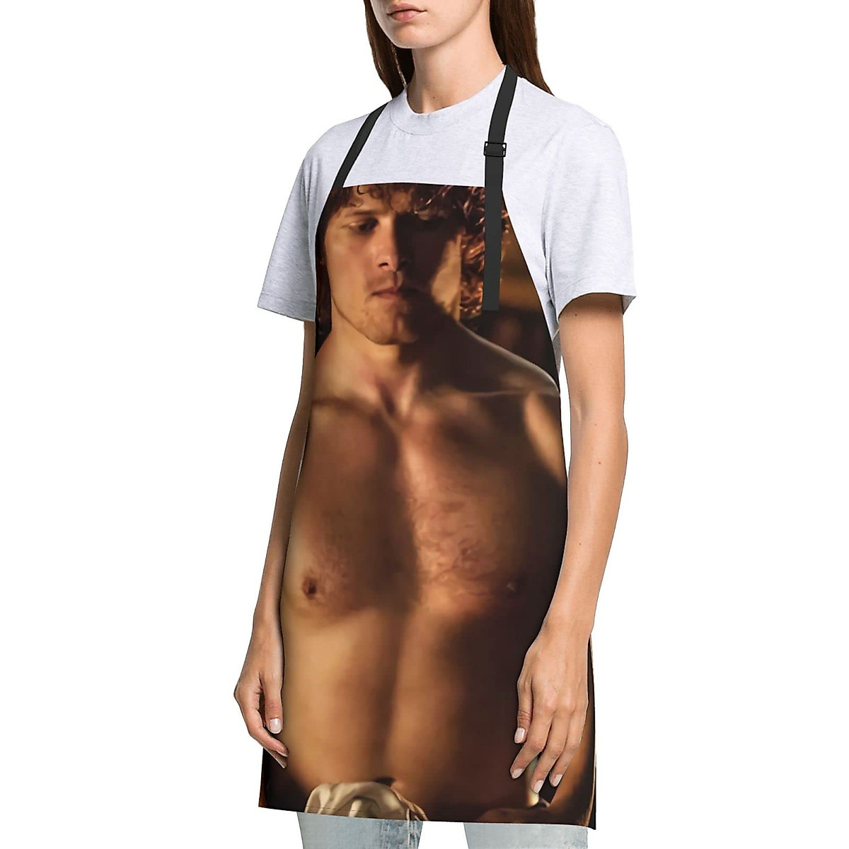 antcreptson ~ Sam Heughan Outlander1 Piece Waterproof Oxford Cloth Adjustable Waist Strap Waterproof Apron, Black, 28 X 33 inches