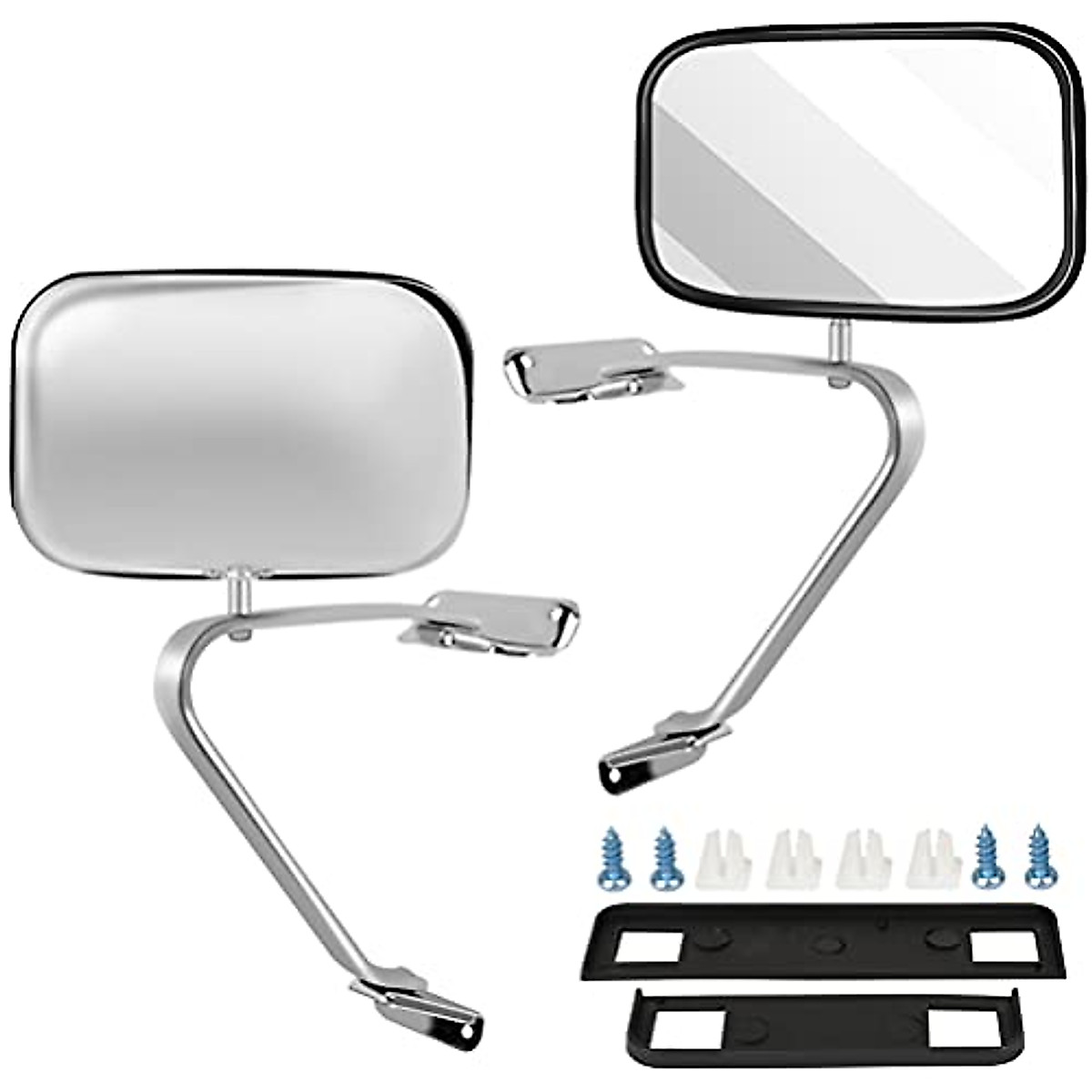 SCITOO Towing Mirrors Pair Chrome Side View Mirror by Replacement Mirror fit 80-96 for Ford F150 F250 F350 F450 Ranger Bronco Explorer Truck Pickup Plastic