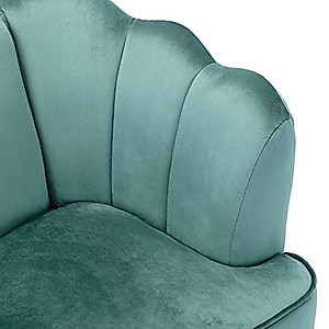 Christopher Knight Home Reitz Channel Stitch 3 Seater Shell Sofa - Velvet - Turquoise/Gold