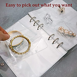 Transparent Jewelry Storage Book with Anti-Oxidation Pockets, Jewlwey Organizer Album New Generation, Various Sized Grid, Detachable, for Earrings, Necklace, Stud, Bracelets, and Rings for Travel
