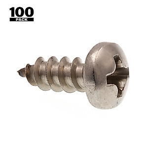 Prime-Line 9019151 Sheet Metal Screw, Self-Tapping, Pan Head Phillips, #6 X 3/8 in, Grade 18-8 Stainless Steel, Pack of 100
