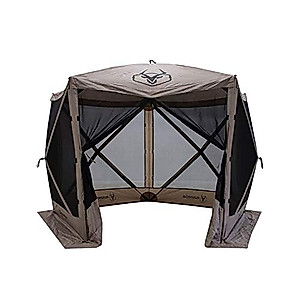Gazelle Tents™, G5 5-Sided Portable Gazebo, Easy Pop-Up Hub Screen Tent, Waterproof, UV Resistant, 4-Person & Table, Desert Sand, 85" x 115" x 106", GG501DS