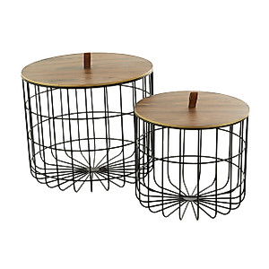 Deco 79 Contemporary Metal Storage Basket, 2 PIECES CONVENIENTLY SIZED, Brown
