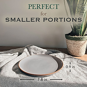 Mora Ceramic Plates Set, 7.8 in - Set of 6 - The Dessert, Salad, Appetizer, Small Dinner etc Plate. Microwave, Oven, and Dishwasher Safe, Scratch Resistant. Kitchen Porcelain Dish - Earl Grey
