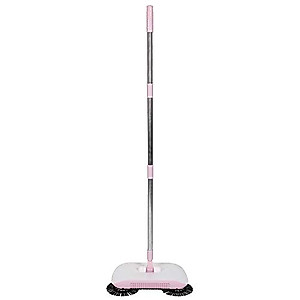 Hand Push Automatic Sweeper Household Hand Push Sweeper Sweeping Machine Mop Broom Dustpan Floor Tools (Pink)