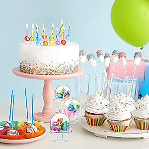 48 Pieces Mini Plastic Cupcake Stand with Lid Tiny Cupcake Stand Round Cake Stand Mini Cake Holder with Lid Cake Display Stand with Cover Mini Candy Box for Candy Dessert Chocolate (Clear)