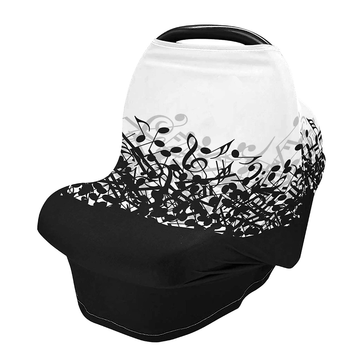Stretchy Baby Car Seat Covers for Boys Girls Music Notes Infant Car Canopy Nursing Cover Breastfeeding Scarf