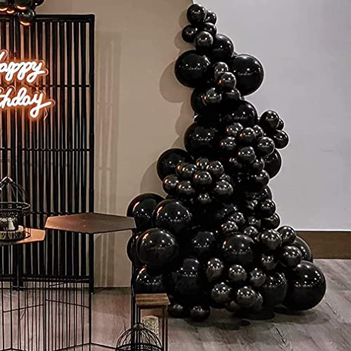 Black Balloons Garland Arch 114 Pack Black Latex Party Baloons In Different Sizes for Halloween,Graduation Party Decorations, Birthday Ballons Anniversary Balloons