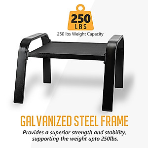 Deugold Outddor Patio Ottoman 2 Set All Weather Outdoor Foot Rest Patio Furniture Coffee Table for Garden Backyard Porch Black