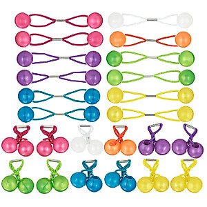 Expressions 24pc Ponytail Ball Hair Elastics Collection,Brightly Colored Marble Finish Twin Bead Ponytail Balls For Girls And Toddlers