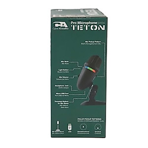 Cyber Acoustics Premium USB Microphone with Dual Recording Patterns - 24-bit Recording Perfect for Podcasting and Vlogging - Compatible with PC and Mac (CVL-2009)