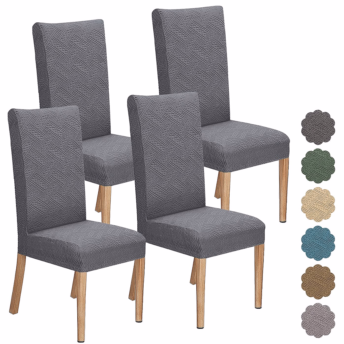 Dining Room Chair Covers Set of 4, Stretch Parsons Chair Slipcover Removable Washable Kitchen Chair Protector for Dining Room Hotel (Dark Gray)