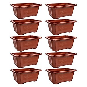 ERINGOGO Plants Decor 10 PCS Bonsai Training Pots, 12 Bonsai Planter Pot with Drainage Hole, Plastic Large Deep Flower Pot Plants Growing Pots for Nursery, Garden, Balcony Vintage Decor
