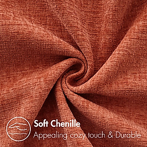 MIULEE Fall Pack of 2 Couch Throw Pillow Covers 12x20 Inch Soft Burnt Orange Chenille Pillow Covers for Sofa Living Room Solid Dyed Pillow Cases