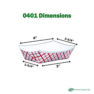 Southern Champion Tray 0401 #25 Southland Paperboard Red Check Food Tray, 1/4 lb Capacity, 250 Count (Pack of 4)