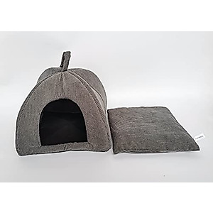 WOWOWMEOW Guinea Pig Tent Bed Cozy Cave Hideout Small Animal House for Rat Chinchilla Ferret Hedgehog (Dark Grey)