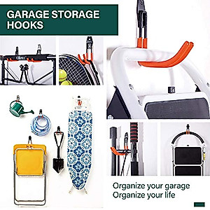 Garage Hooks Heavy Duty, 12 Packs Steel Garage Storage Hooks, Wall Mount Utility Hooks with Anti-Slip Coating, Tool Organizer for Power Tools, Ladders, Bikes, Garden Yard Tool Organizer for Garage