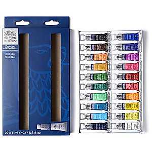 Winsor & Newton Cotman Watercolor Paint Set, 20 Colors, 5ml (0.17-oz) Tubes