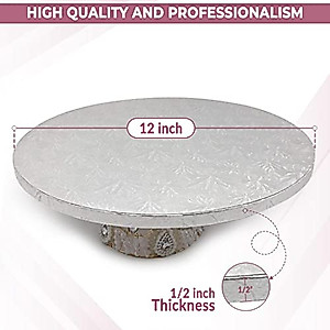 Drum Cake silver 12 inch Round Board, 5 - packs for Heavy Or Multi-Tiered Cakes and a surprise gift. Professional smooth straight edges Cake Board 1/2 polegada thick.