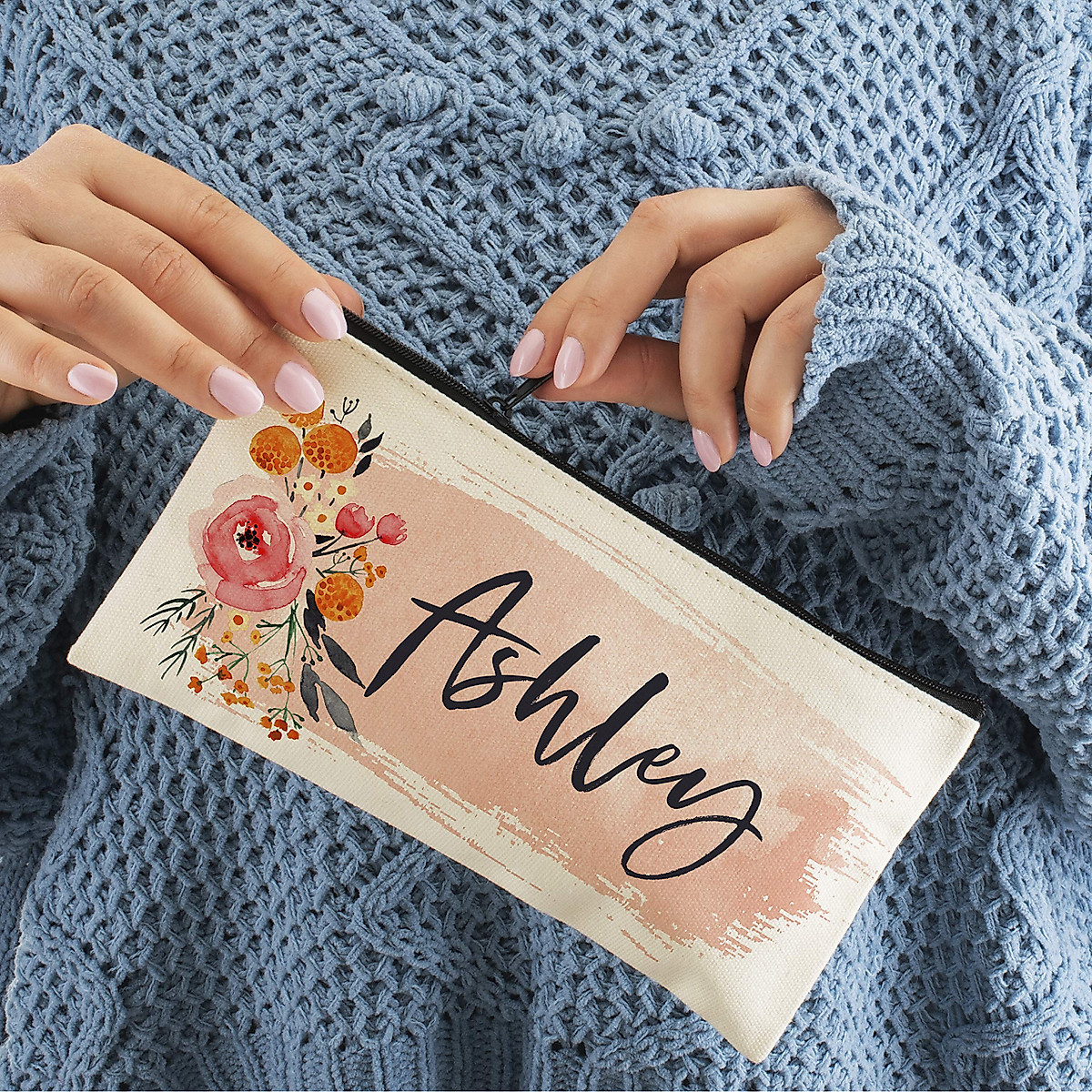 Bridesmaid Proposal Gifts - Personalized Makeup Bag for Women - 9 Colors - Custom Cosmetic Bag for Girls w/Name - Monogrammed Cosmetic Pouch