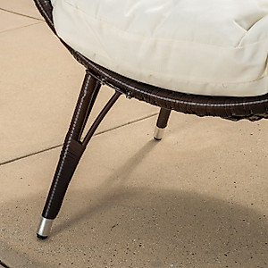 Christopher Knight Home Cutter Teardrop Wicker Lounge Chair with Cushion, Multibrown