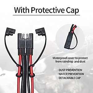 ELFCULB 10AWG 2FT SAE 1 to 2 SAE Spliiter Extension Cable Quick Disconnect Connector with SAE Polarity Reverse Adaptors, for Automotive, Solar Panel RV Portale Power