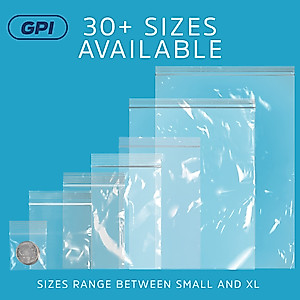 GPI - PACK of 500, 4" x 6" CLEAR PLASTIC RECLOSABLE ZIP BAGS - Heavy Duty, Bulk 4 mil Thick Strong & Durable Poly Baggies with Resealable Zip Top Lock for Travel, Storage, Packaging & Shipping