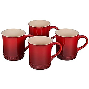 Le Creuset Stoneware Set of 4 Mugs, 14 oz. each, Cerise