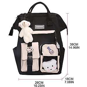 Skyearman Kawaii Backpack with Cute Accessories Kawaii Pin Large Capacity Girl School Bag Rucksack Multi-Pocket Hanging Bear (Purple a),One Size