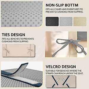 mudilun Custom Cushion Covers Replaceable Water Proof Bench Cushion Cover with Ties/Anti-Slip Bottom/Piping Patio Cushion Covers 100+Colors (Custom Size)