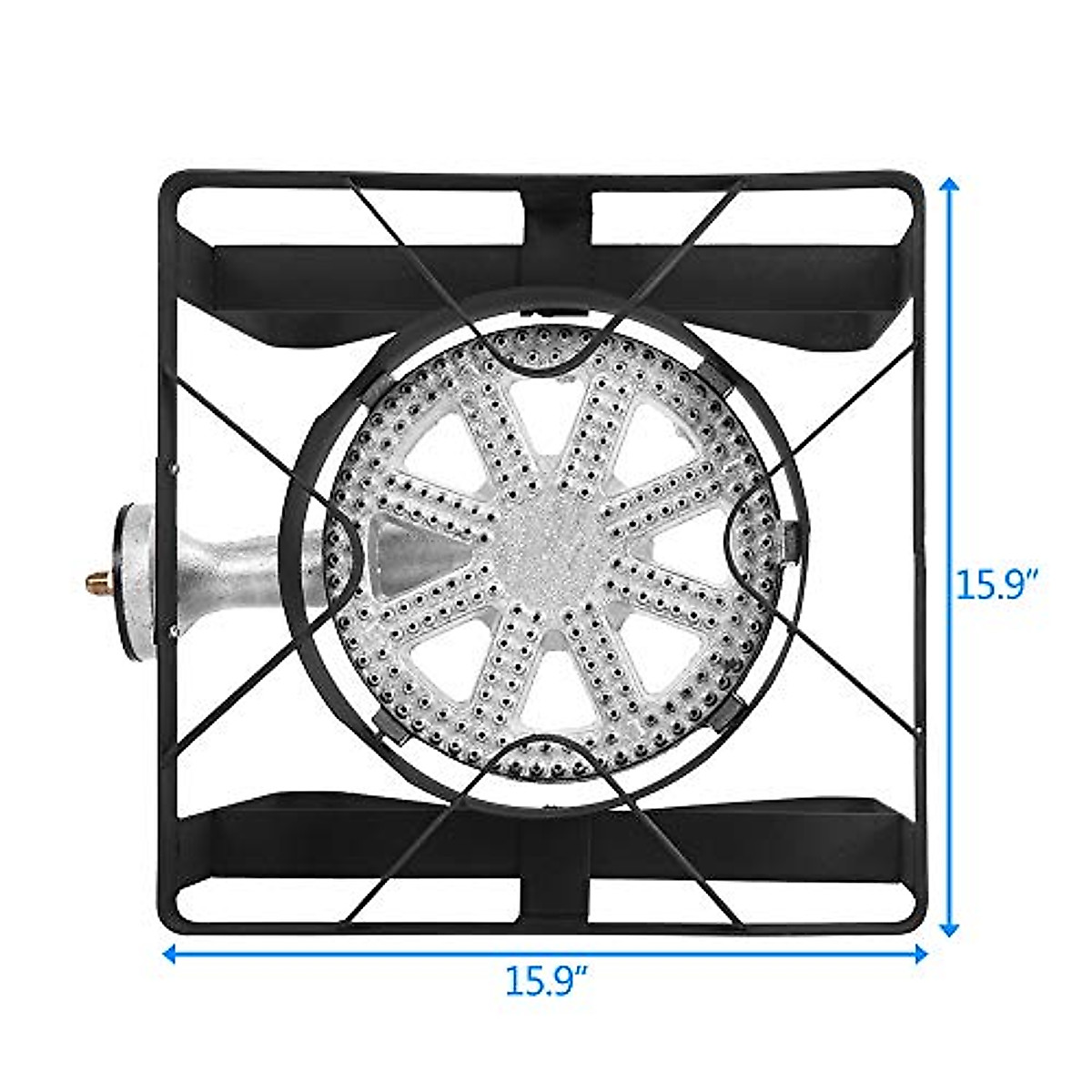 200, 000 BTU Square Heavy- Duty Single Burner Outdoor Stove Propane Gas Cooker Portable Cast Iron Patio Cooking Burner with Adjustable 0-20Psi Regulator for Home Brewing, Turkey Fry