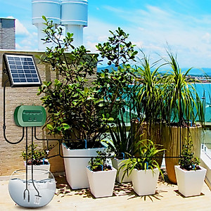 AnseTo Solar Irrigation System for Garden Watering System, 2023 Latest Drip Irrigation Kit for Potted Plants, Supported Automatic Watering System for The Balcony, The Plant Bed and The Green House