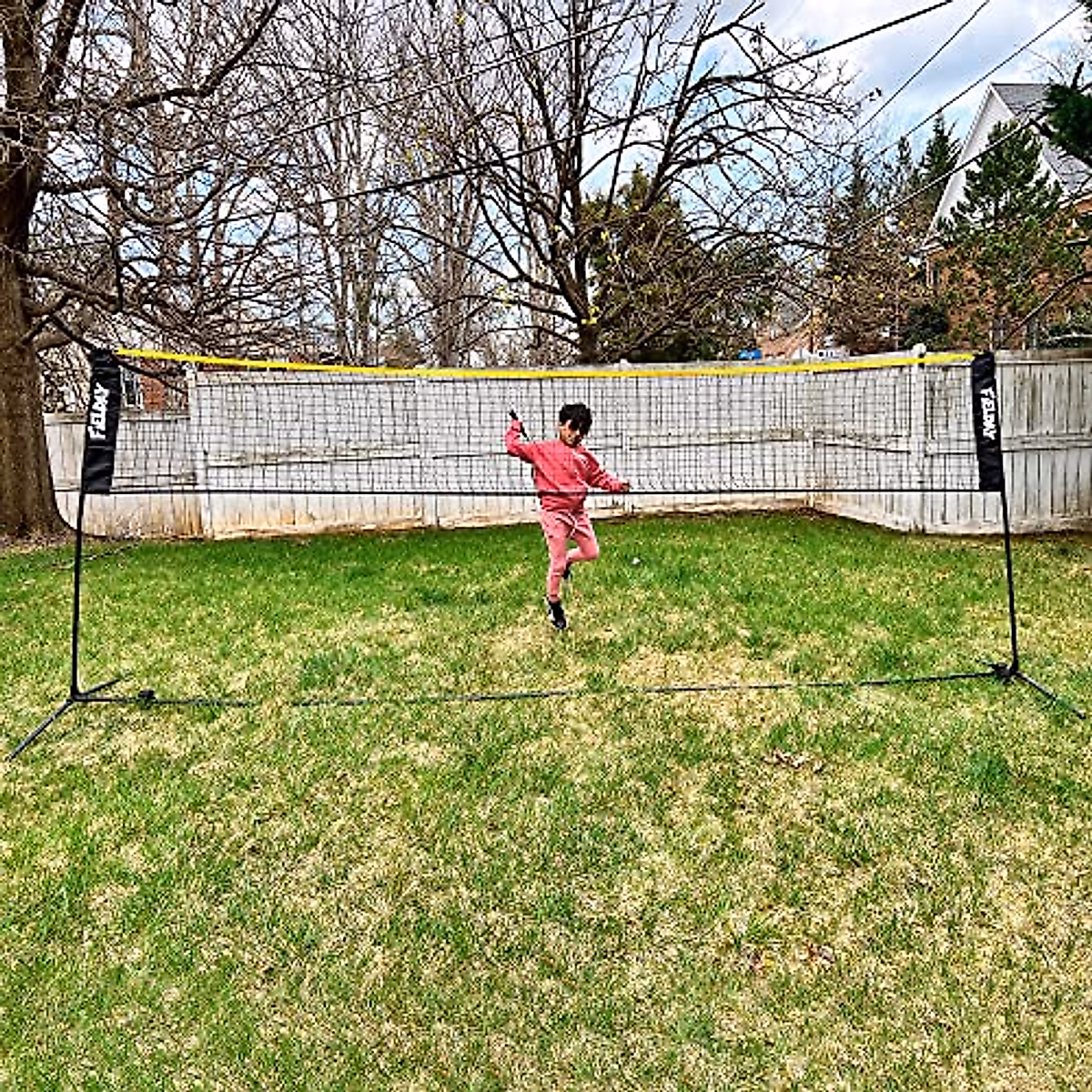 JOYIN Badminton Pickleball Net, 17 Ft Adjustable Portable Net for Junior Tennis, Kids Volleyball & Soccer Tennis, and Backyard Games - Easy Setup Sports Net with Poles (17 ft)