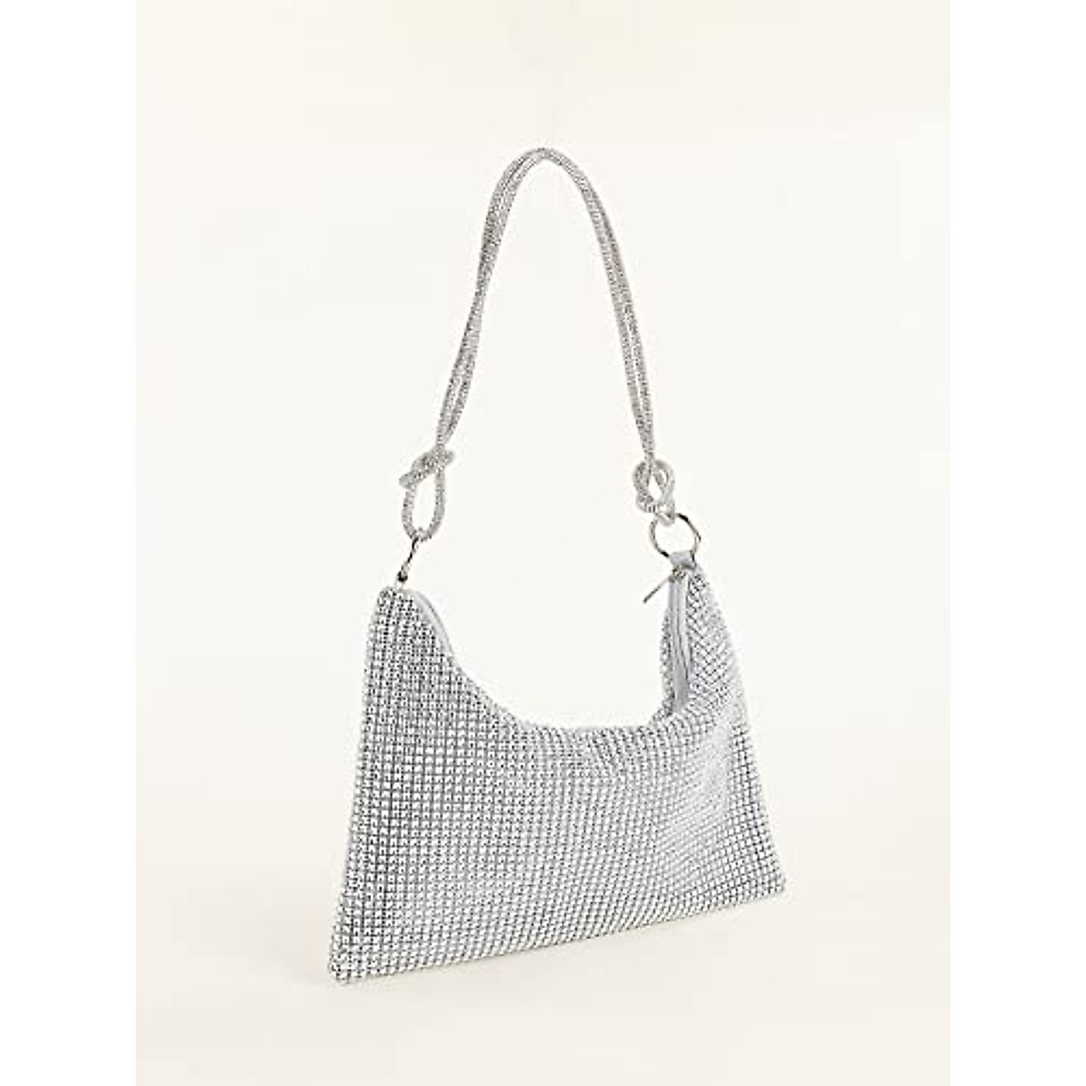 Verdusa Women's Glitter Rhinestone Hobo Handbag Evening Bag Purse Silver one-size