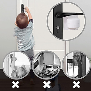 Platinray Door Knob Handle Child Proof,3M Adhesive Door Lever Lock Child Proof for Kids&Pets, Non-Destructive Removal Child Locks for Door, Faucet, and Cabinets