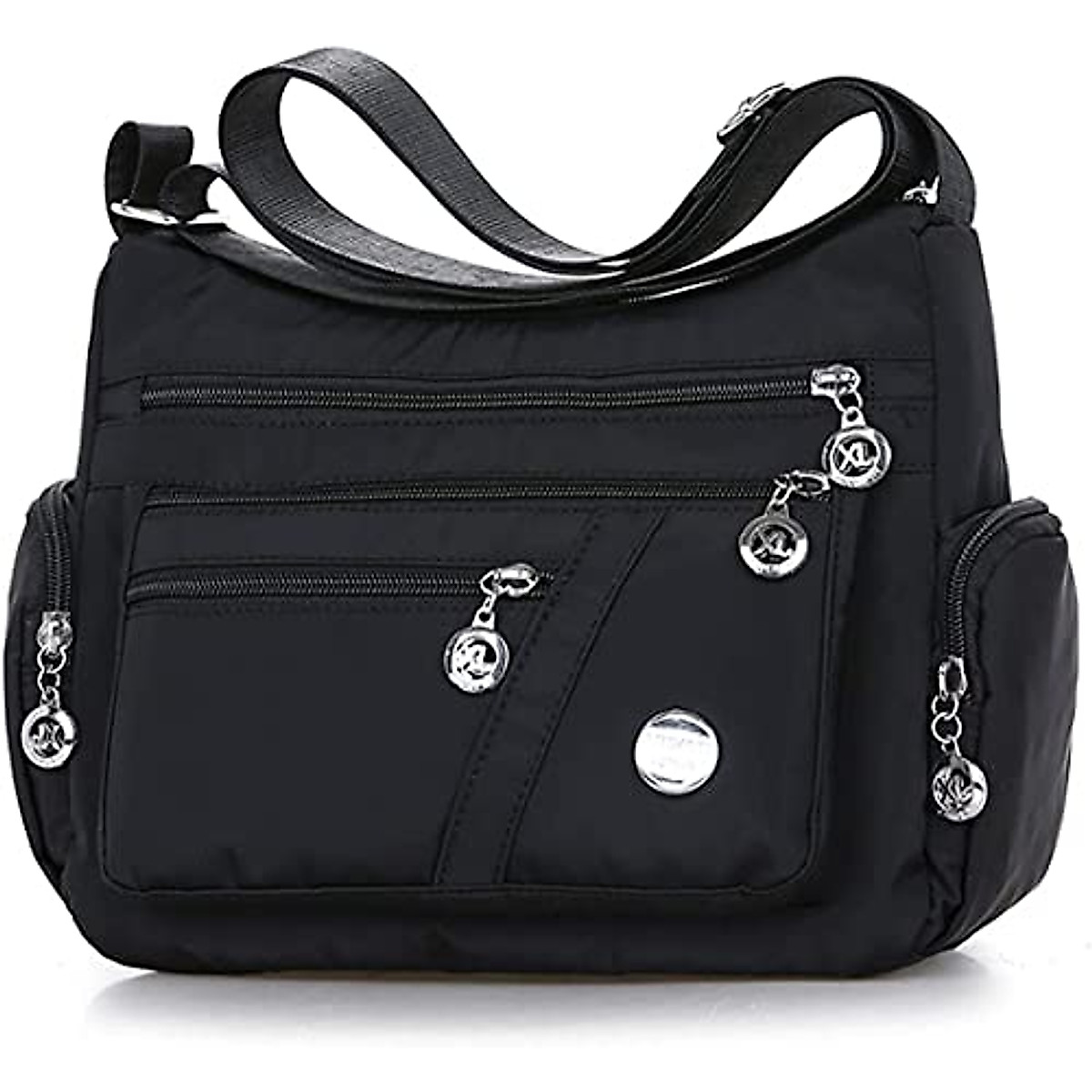 Gladdon Nylon Small Crossbody Bags for Women Multiple Pockets Shoulder Purses Ladies Satchel Purse with Adjustable Strap Black