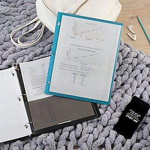 Five Star Pocket Folder + Study App, 4 Pack, 2 Pocket Folder, Customizable Cover, Fits 3 Ring Binder, White, Amethyst Purple, Harvest Yellow, Tidewater Blue (330092B-ECM)