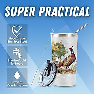 Onebttl Pheasant Hunting Gifts Tumbler Travel Coffee Mug, Stainless Steel Insulated with Lid 20oz/590ml - Watercolor