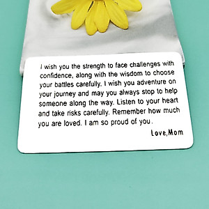 Inspirational Gift from Mom Metal Wallet Insert Card to My Son Gift Daughter Gift Encouragement Gift for Teen Girl Boy Family Gifts Engraved Wallet Insert Card Birthday Graduation Gift Jewelry