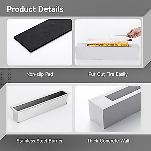 Joyoolife 17.7*3.9 Inch Tabletop Fire Pit, Rectangular Tabletop Fireplace, Table Top Firepit, Alcohol Concrete Fireplace, Small Fire Bowl with 4 Roasting Forks for Indoor Outdoor, Housewarming Gifts