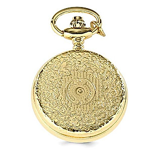 Sonia Jewels Charles Hubert Gold-Finish Quilted Design Pendant Watch 28"
