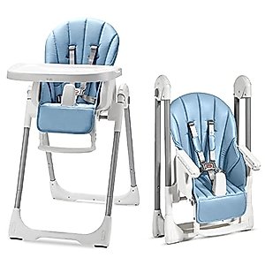 KÜB 3-in-1 Foldable Baby High Chair (Blue) | Multifunctional Infant HighChair for Babies & Toddlers | Removable Seat & Tray for Easy Clean | 7 Height & 4 Recline Adjustable | 2 Locking Wheels | Safe